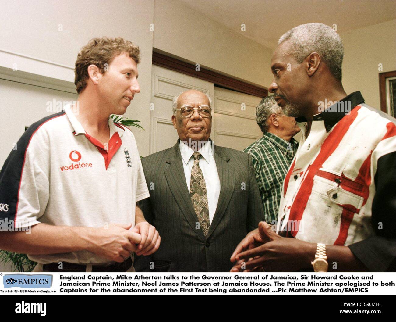 Mike atherton talks to by the governor general of jamaica hi-res stock ...