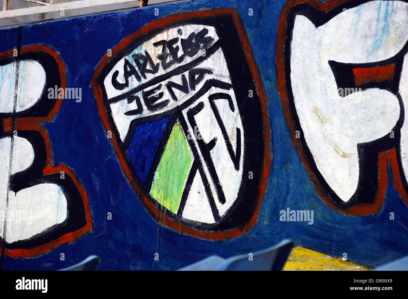 Graffiti at the Ernst Abbe Sportfeld Jena, home of FC Carl Zeiss Jena ...