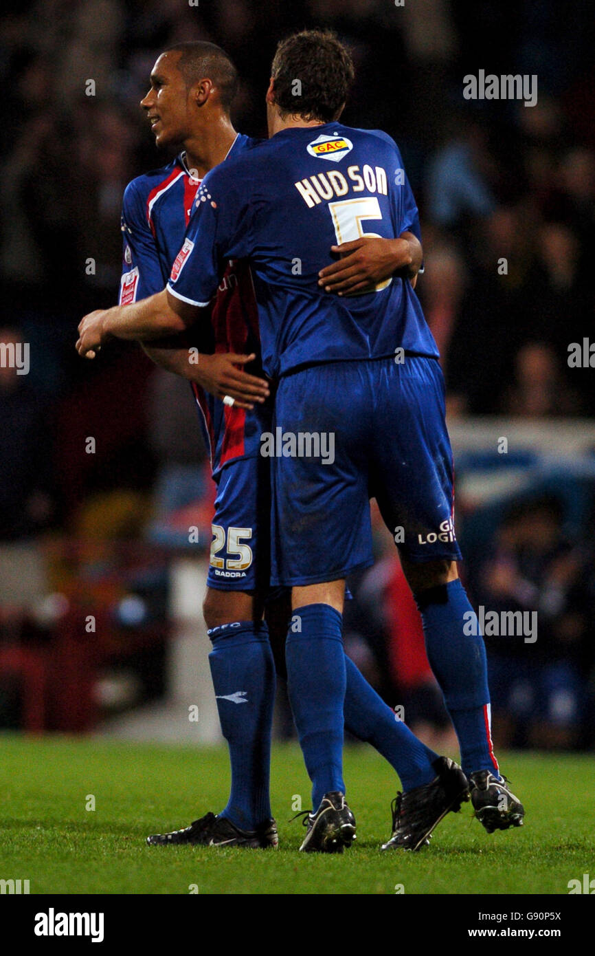 Crystal Palace's Fitz Hall and Mark Hudson celebrate victory over ...