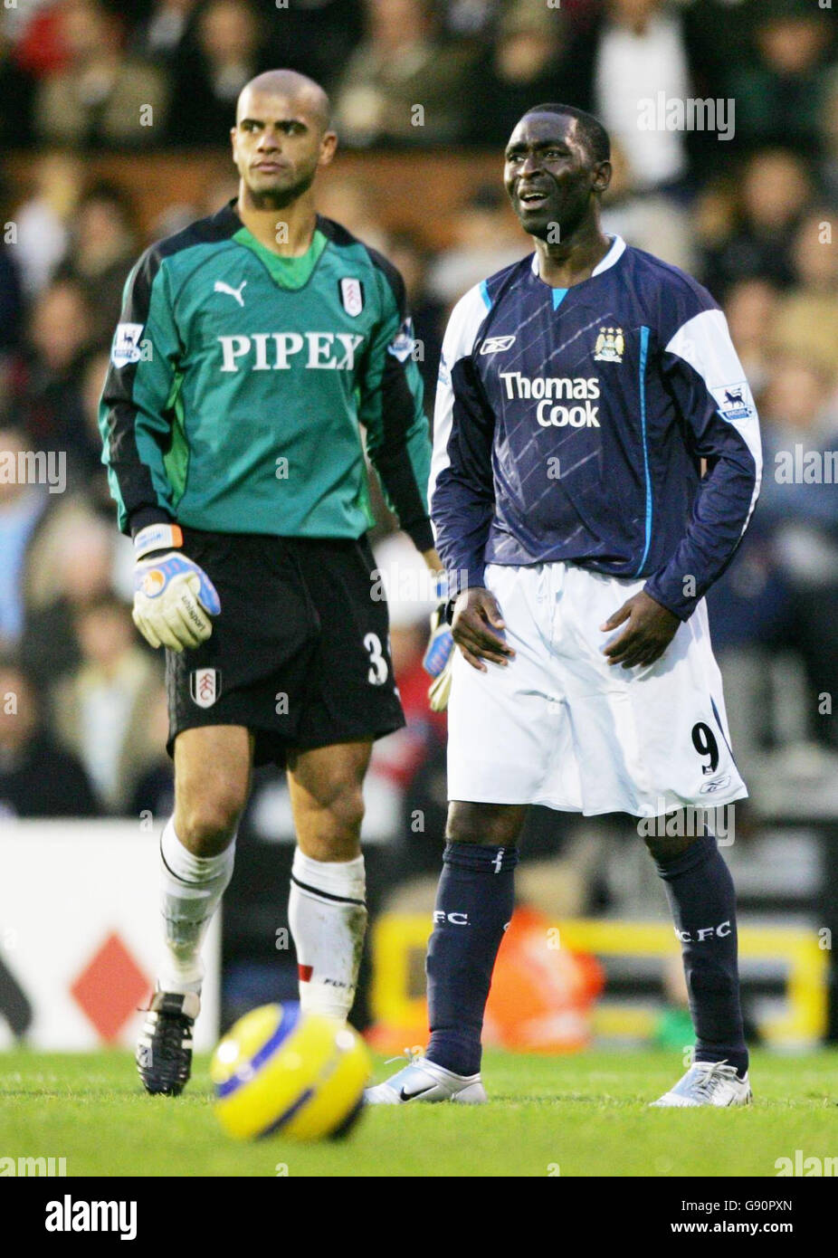 Manchester City striker Andrew Cole shows his fustration after he's ...