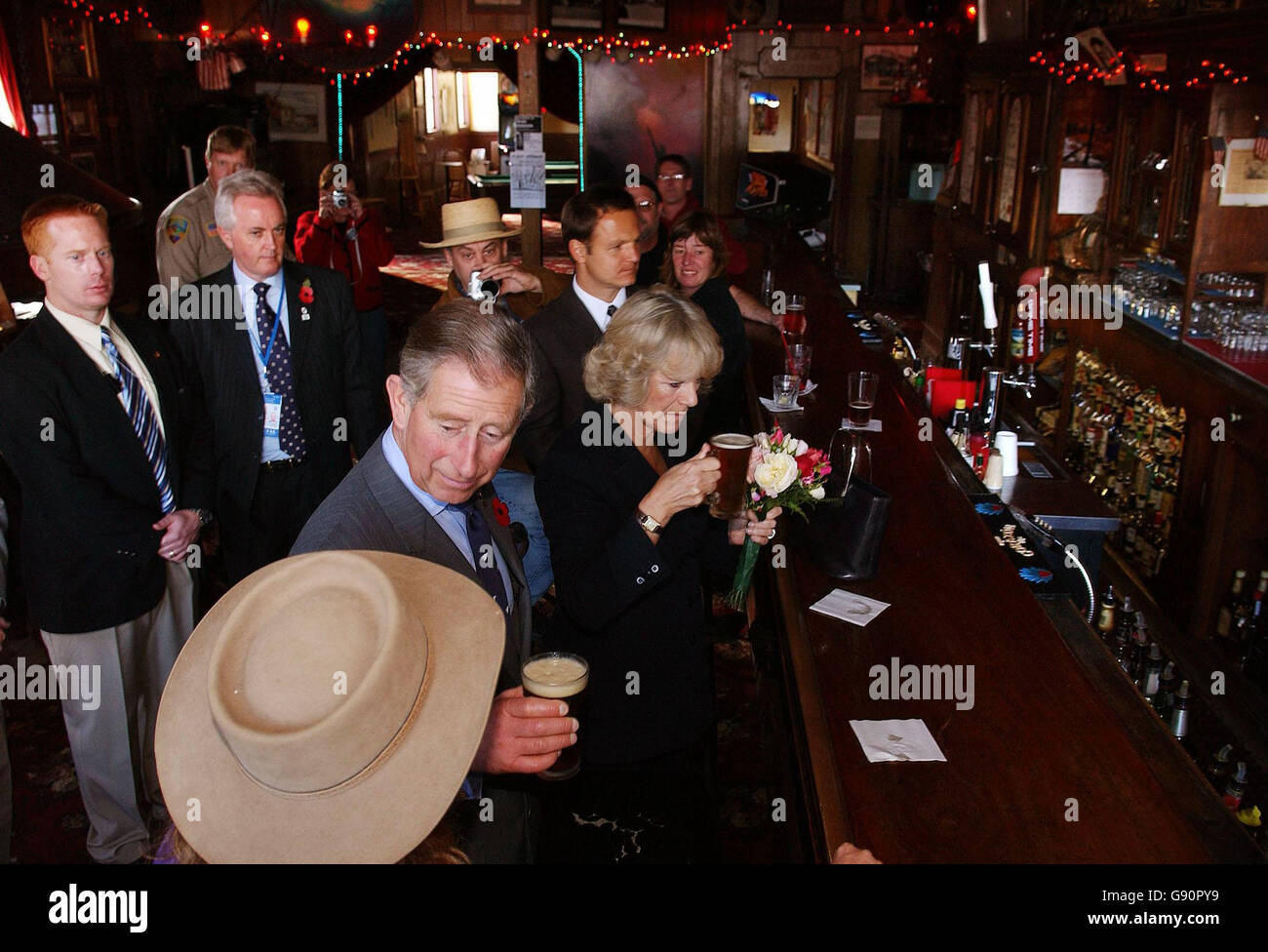 The Prince of Wales enjoys a pint and chin-wag with a local man, at the ...