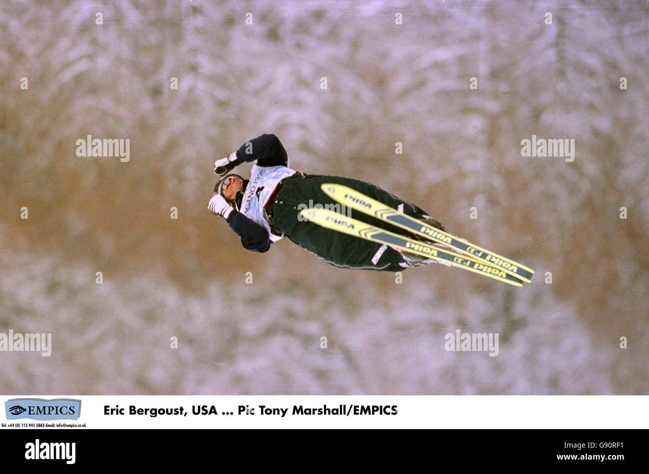 Freestyle Aerials - Winter Olympics - Nagano 1998 - Aerials Final. Eric Bergoust, USA Stock ...
