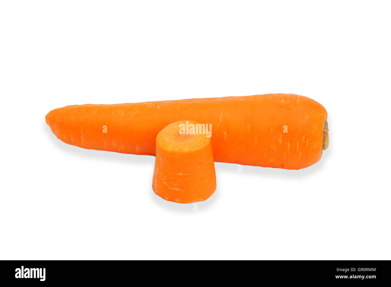 carrot:a tapering orange-colored root eaten as a vegetable. isolated on ...