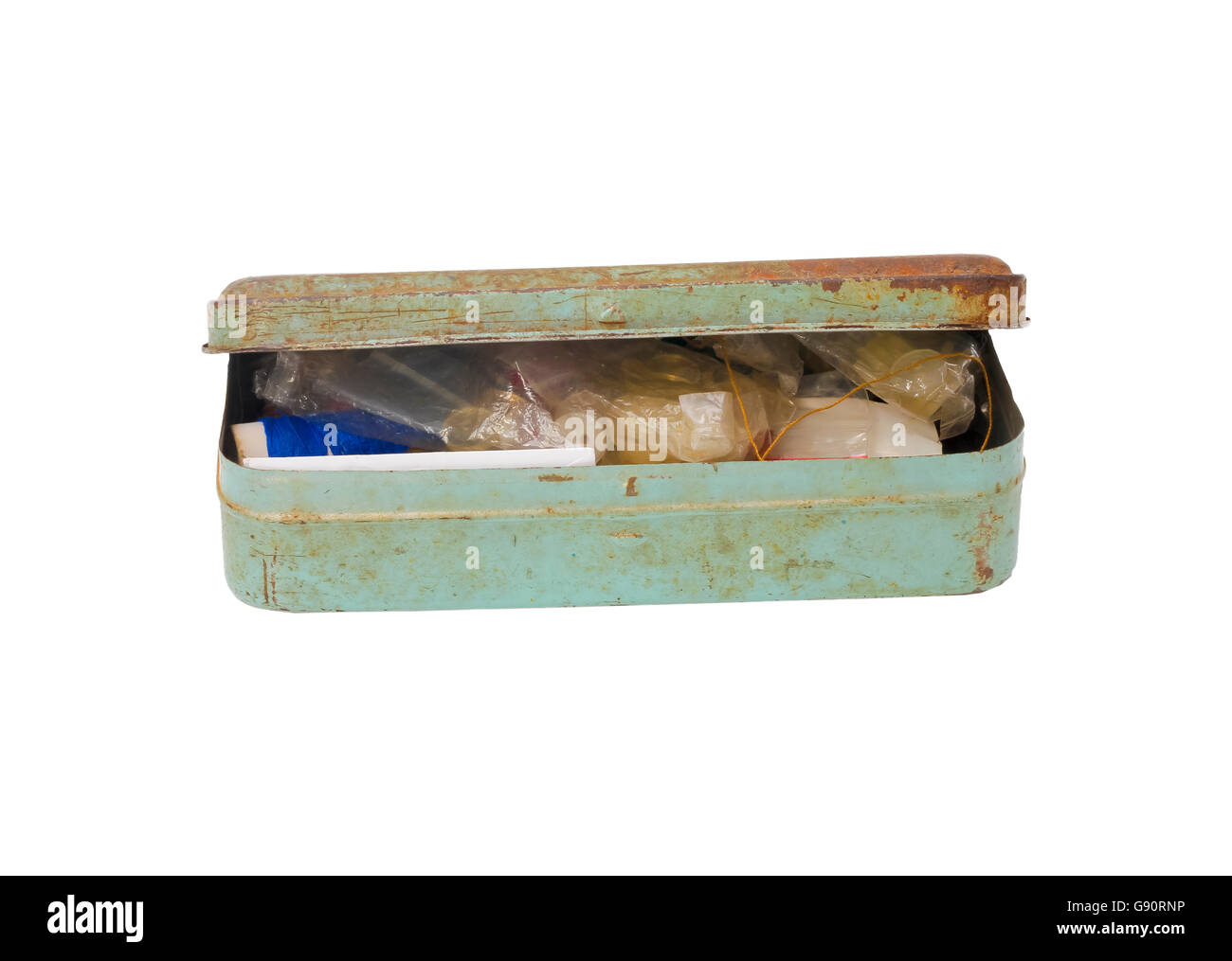 old rusty metal box isolated on white background. this had clipping ...