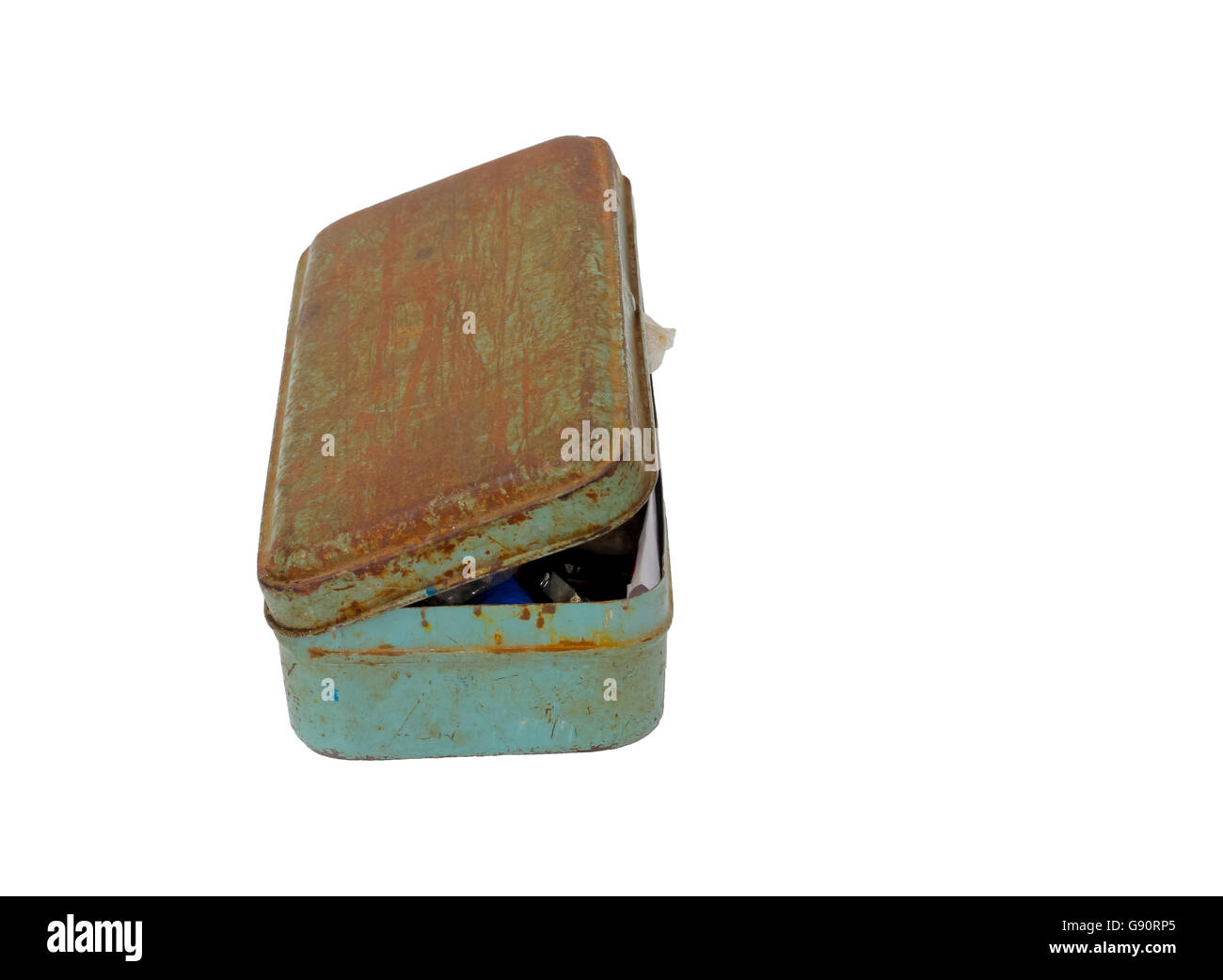 old rusty metal box isolated on white background. this had clipping ...