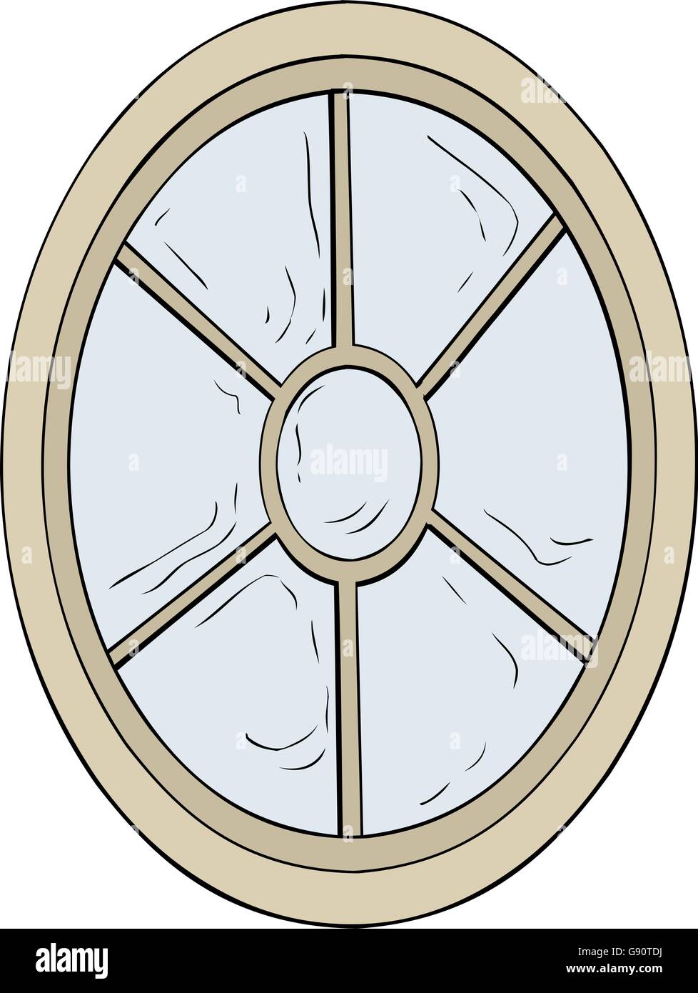 Oval shaped 18th century neoclassical glass window illustration over ...