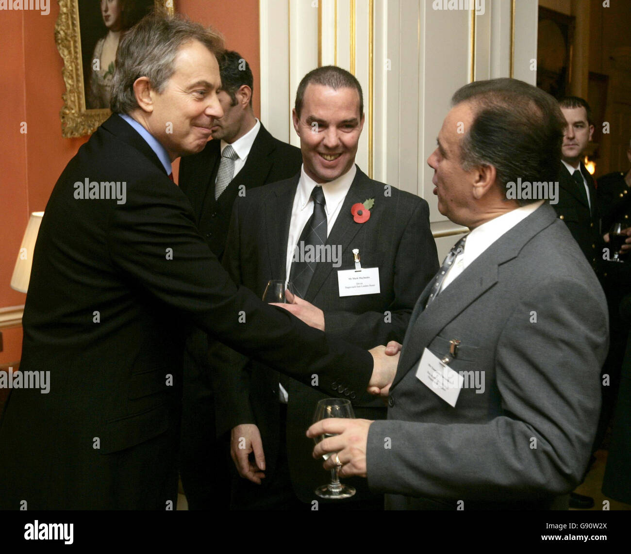 British Prime Minister Tony Blair meets Georgiou Psaradakis (right) the ...