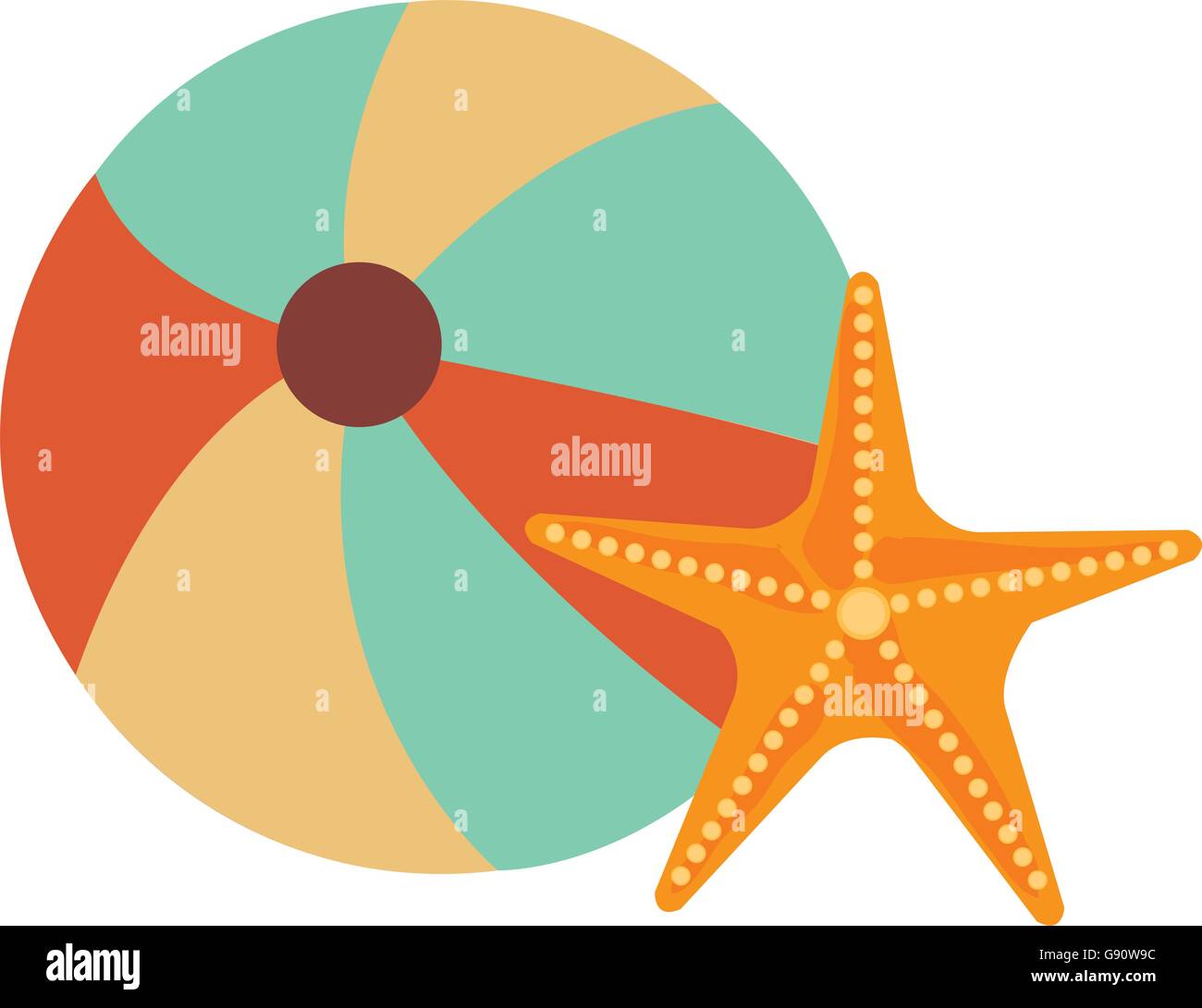 colorful beach ball and starfish, vector graphic Stock Vector Image ...