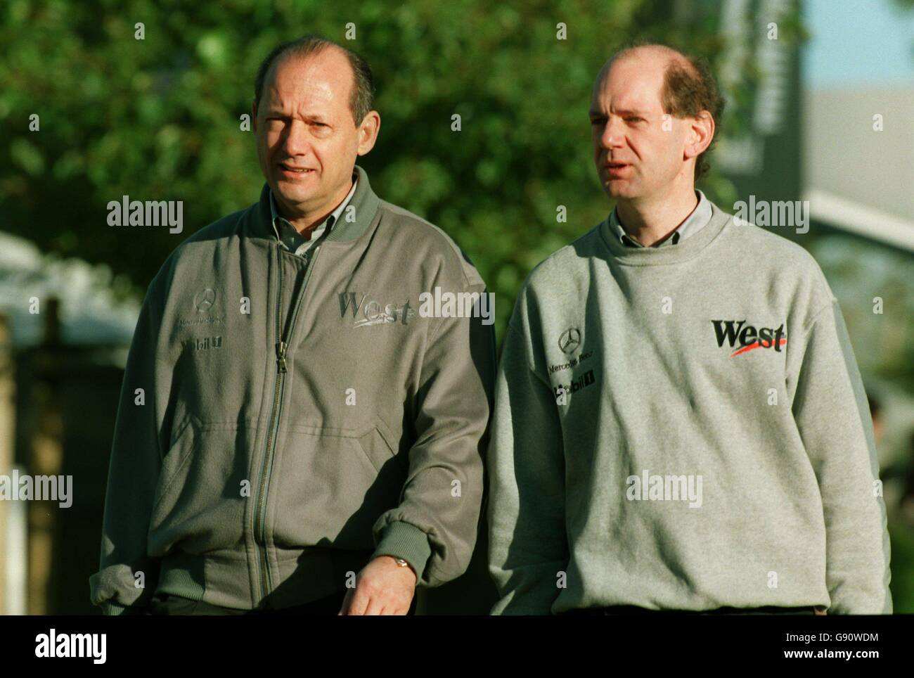 L-R; Ron Dennis, Mclaren boss with Adrian Newey, Technical Director ...