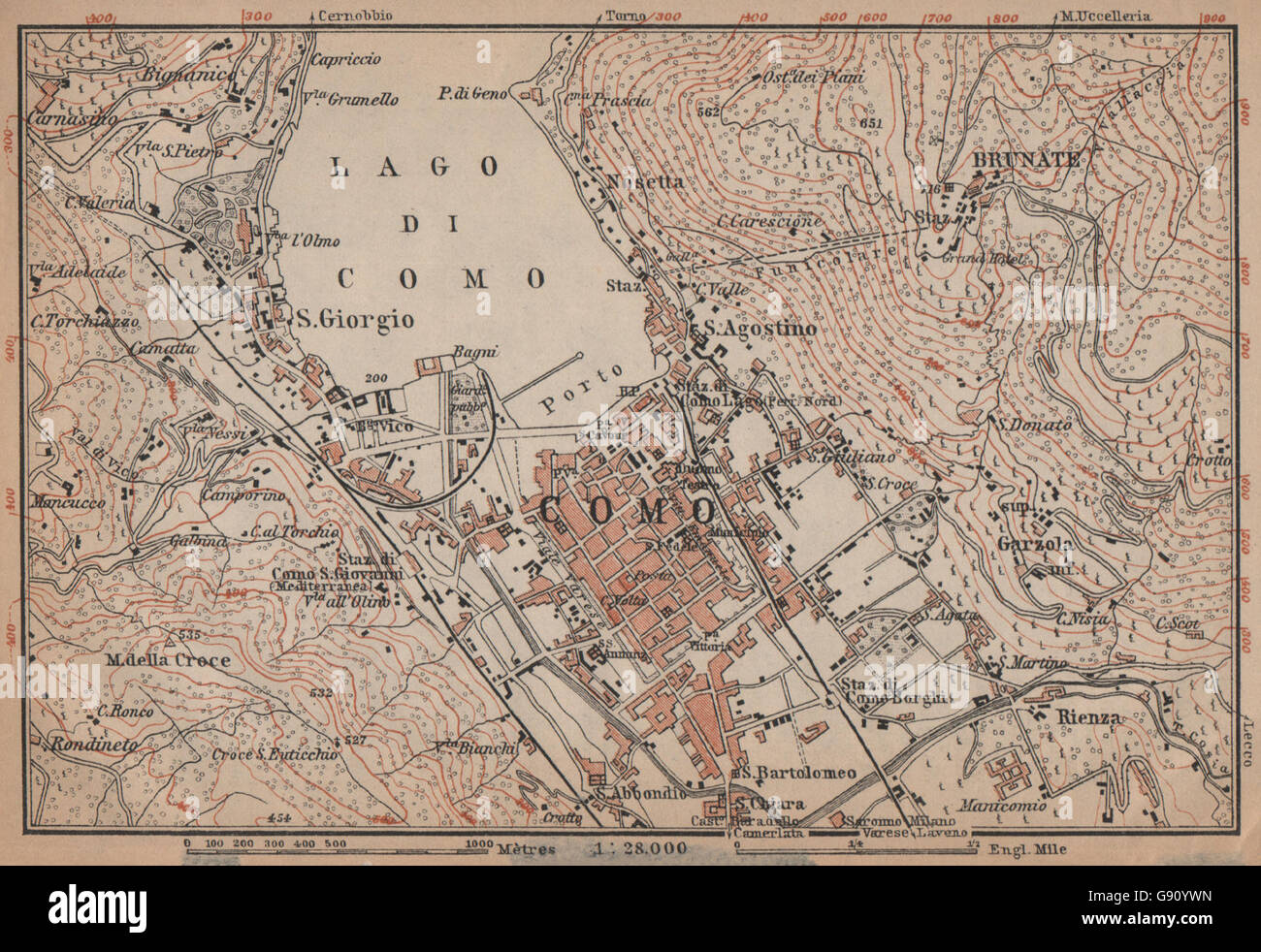 Vintage map of como italy hi-res stock photography and images - Alamy
