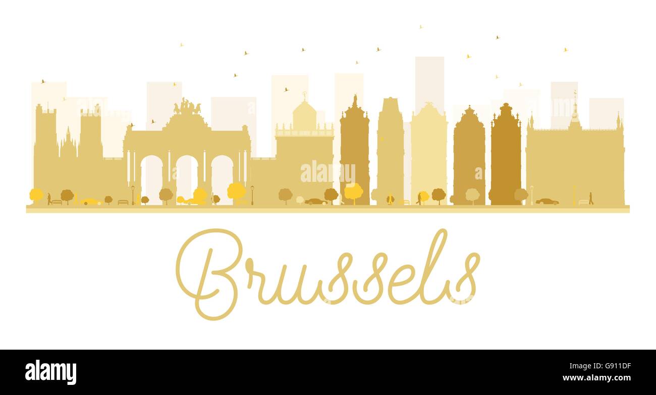 Brussels City skyline golden silhouette. Vector illustration. Simple ...