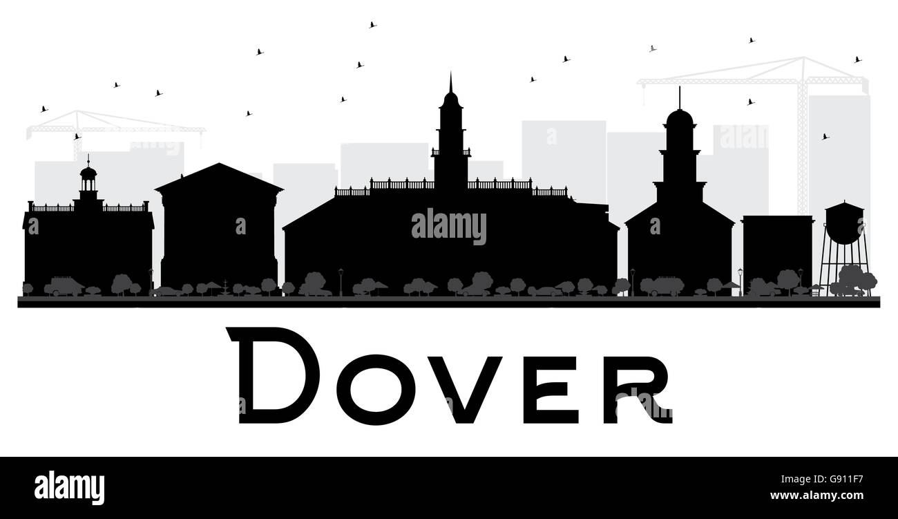 Dover City skyline black and white silhouette. Vector illustration ...