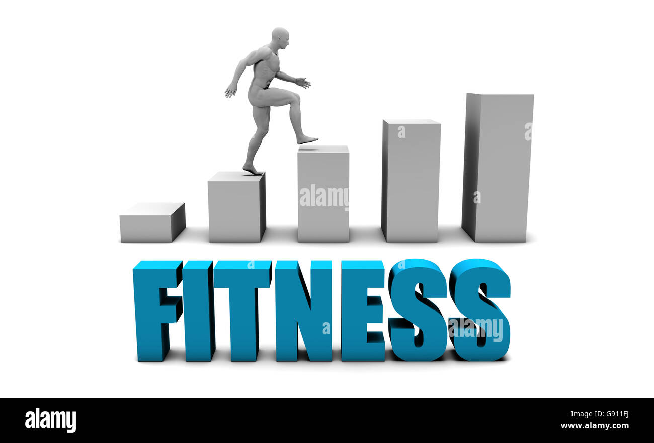 Fitness 3D Concept in Blue with Bar Chart Graph Stock Photo - Alamy