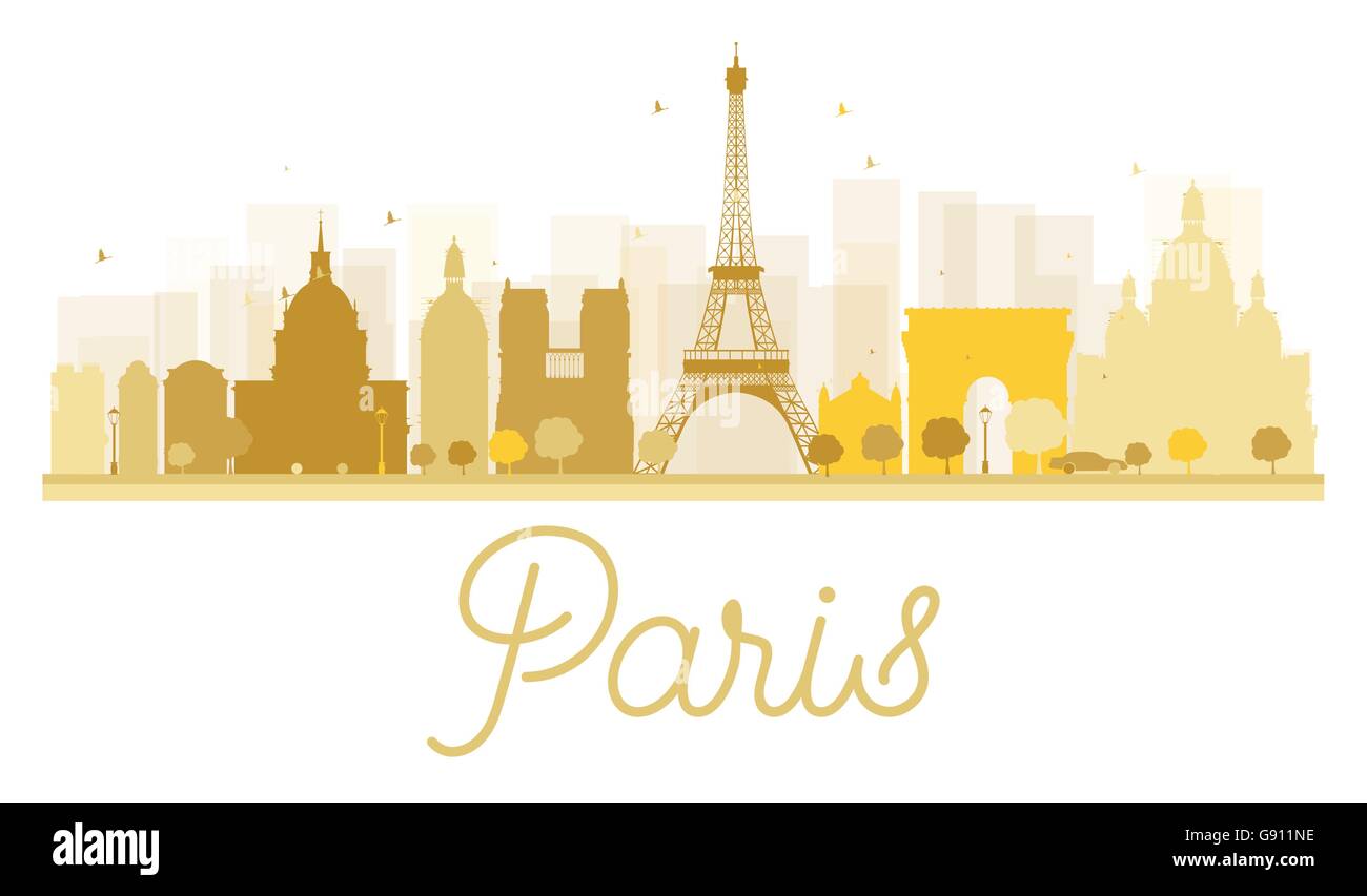 Paris City skyline golden silhouette. Vector illustration. Simple flat ...
