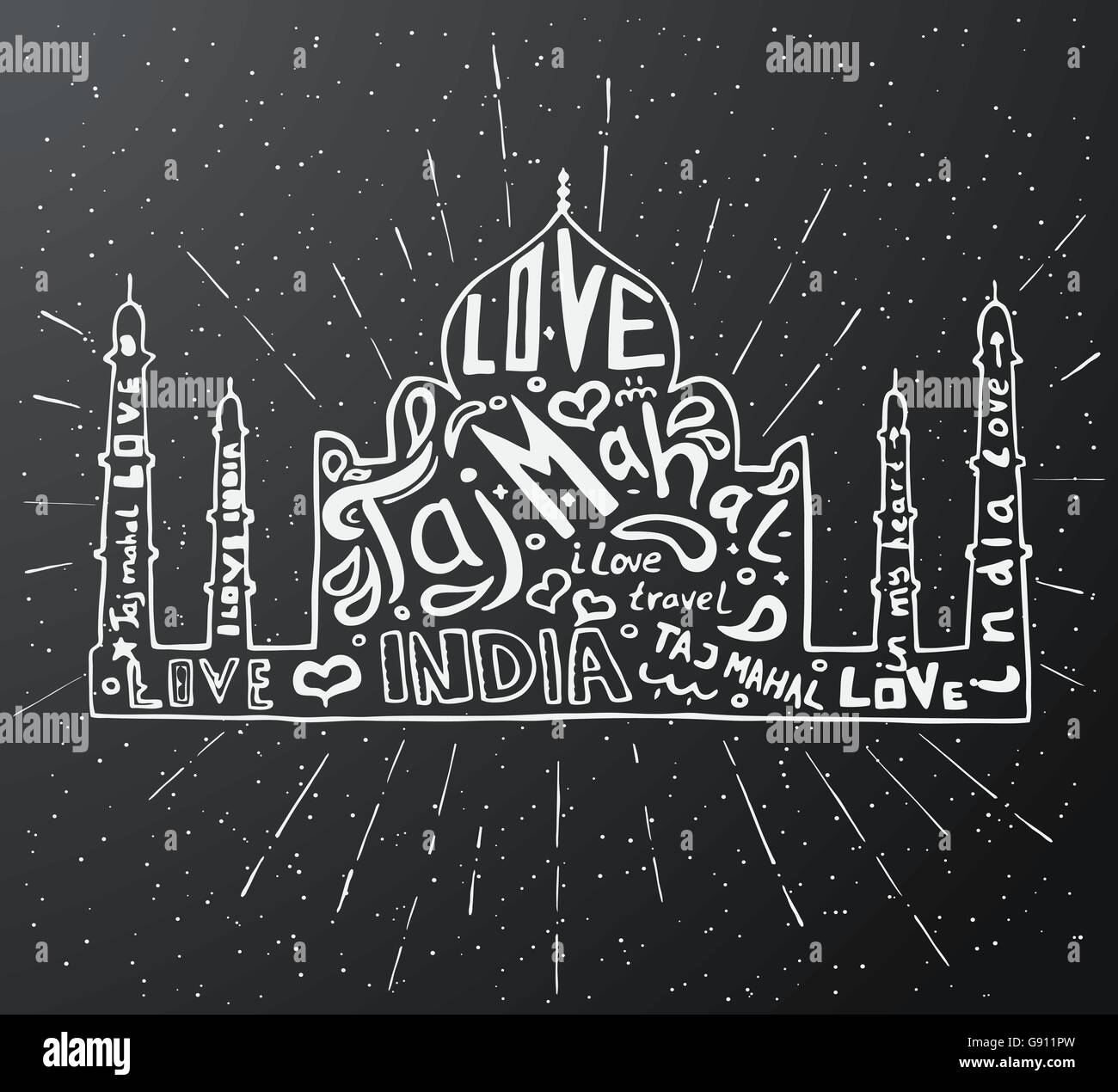 Taj Mahal Temple Landmark Silhouette. Agra, Asia, India. Vector ...