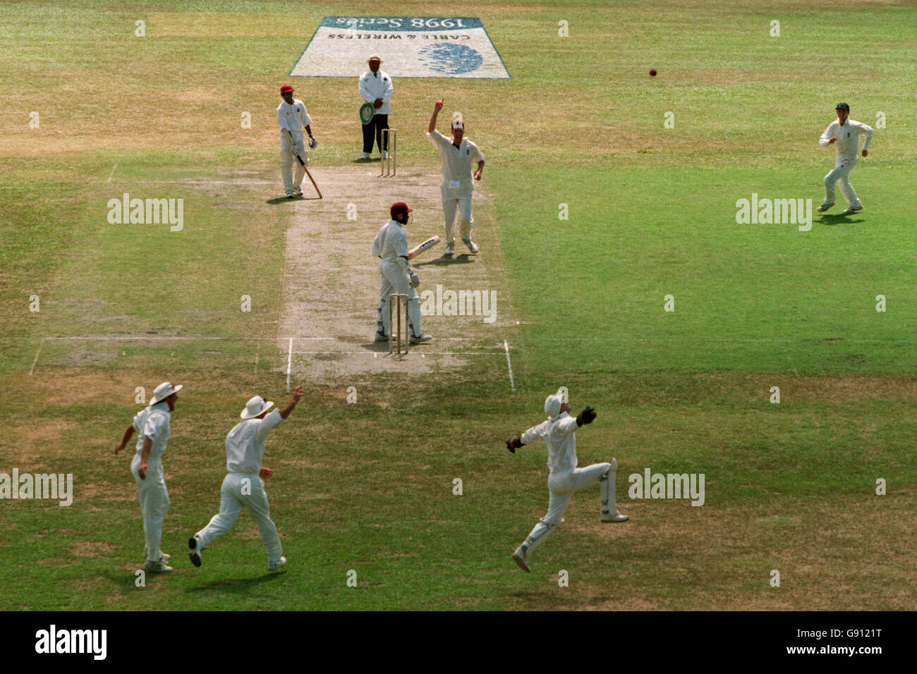 England Wicket Keeper, Jack Russell celebrates catching out West Indies ...