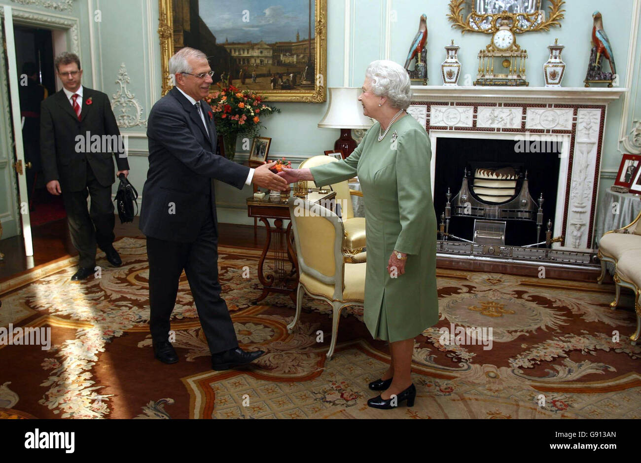 Britain's Queen Elizabeth II greets the President of the European ...