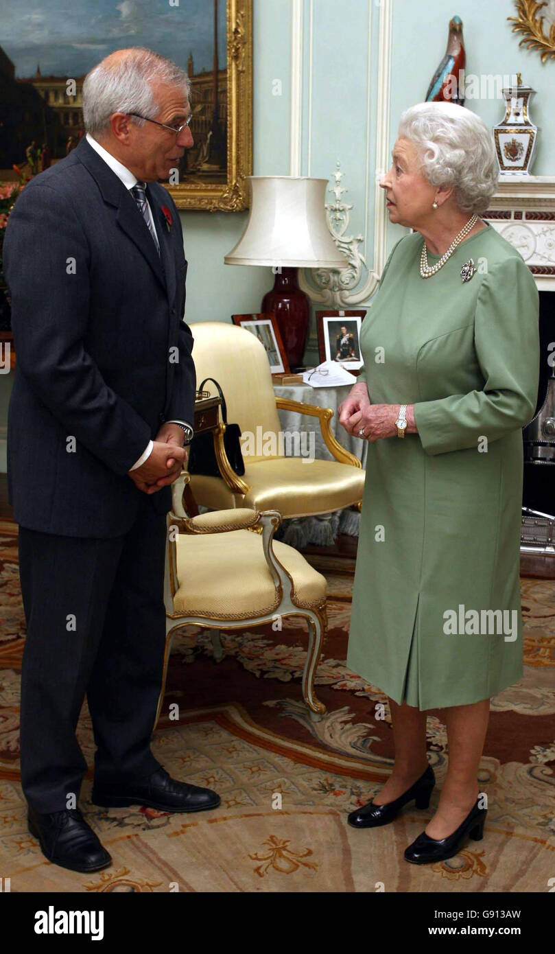 Britain's Queen Elizabeth II greets the President of the European ...