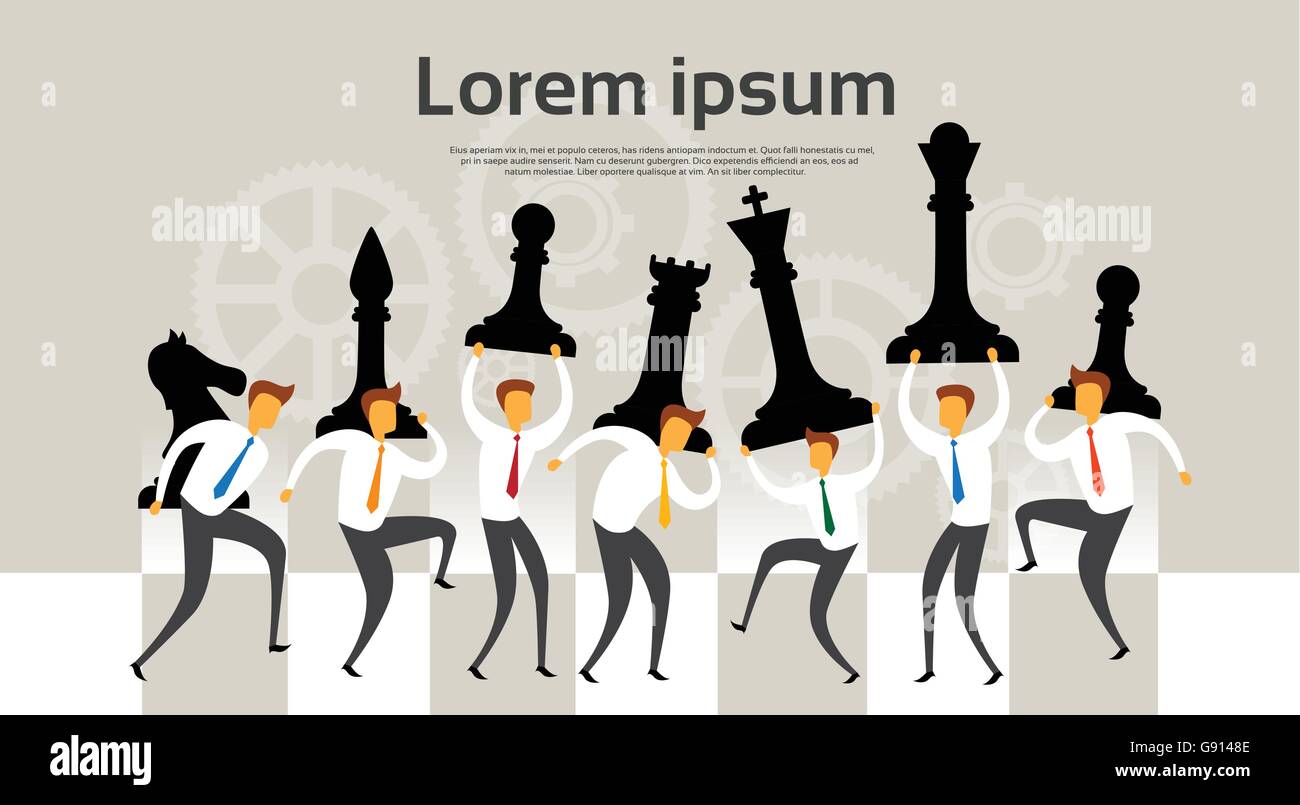 Business People Team Hold Chess Figures Strategy Concept Stock Vector ...