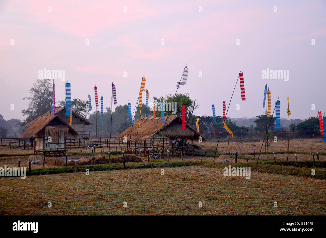 View of model ancient phu thai ethnic village in phu thai world day ...