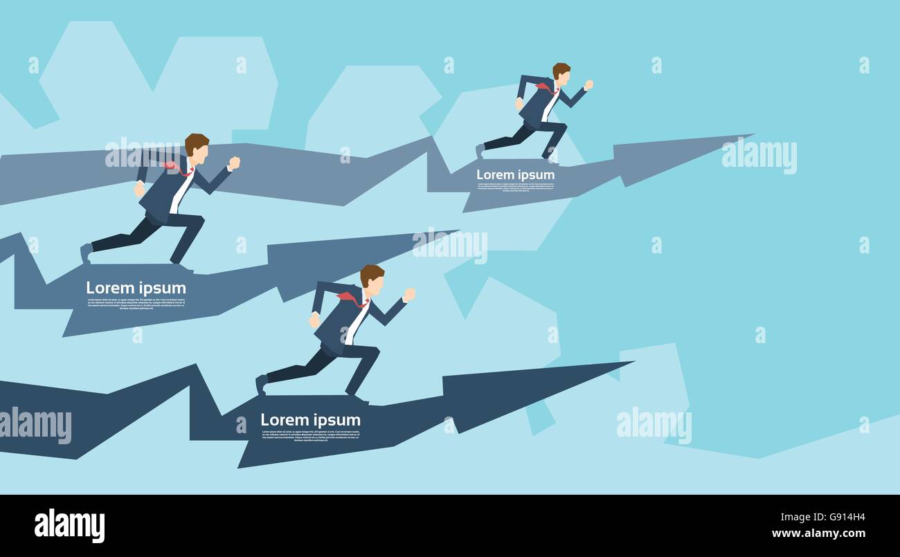 Business People Group Run Team Leader On Arrow Competition Concept ...