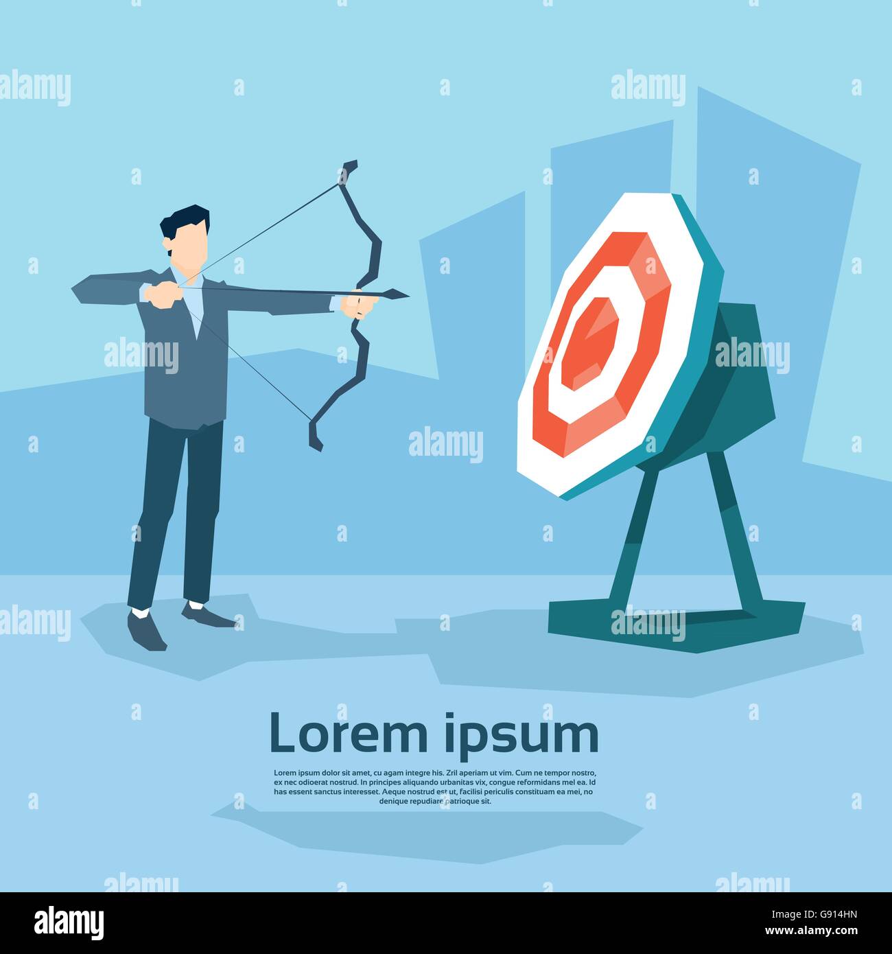 Business Man Aim Archer To Target Get Goal Concept Stock Vector Image ...
