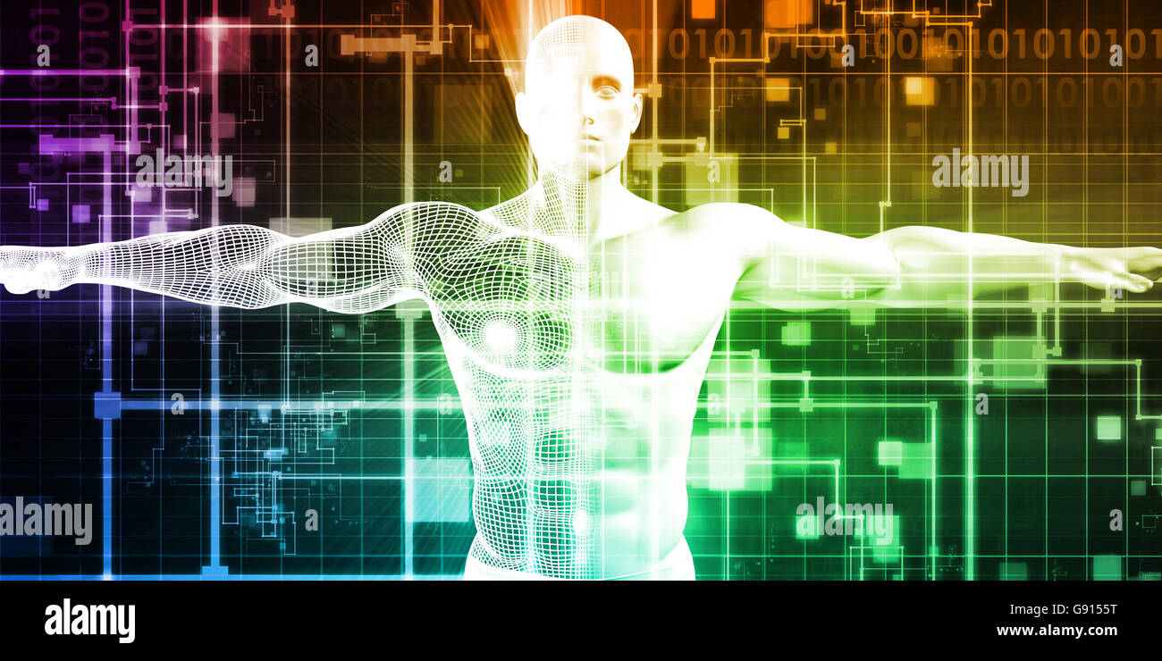 Modern Communication Technology with High Tech background Stock Photo ...