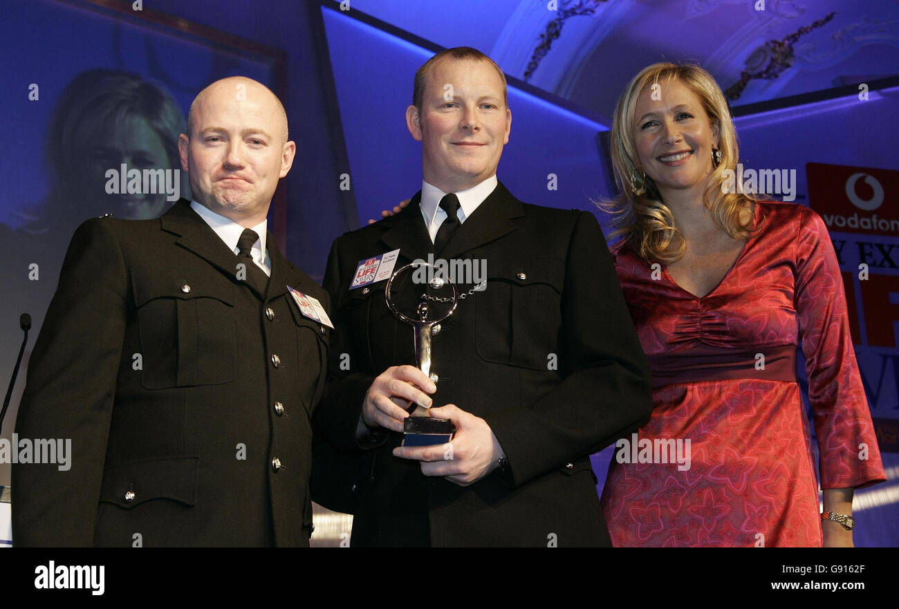 PC Robert Downey (left) and PC Peter Mc Aleney with TV presenter Tania ...