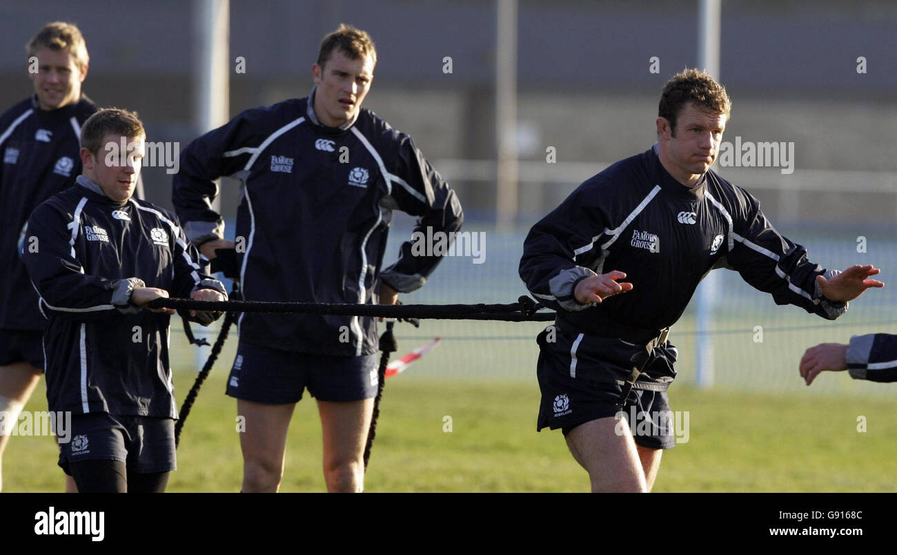 Scotland rugby captain jason white in action training session ...