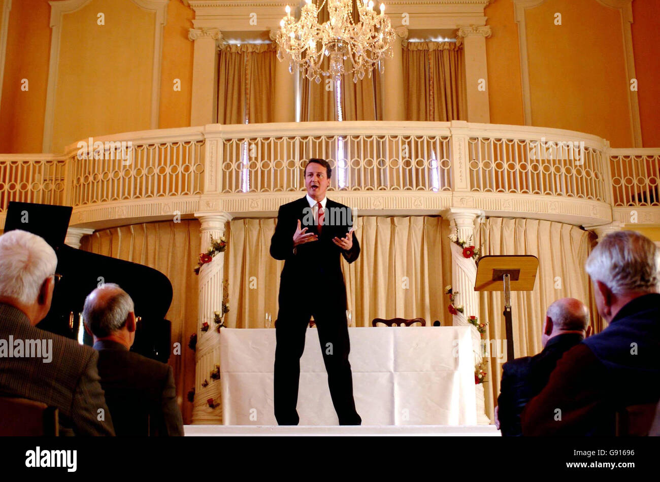 Conservative Party leadership candidate David Cameron speaks to party ...