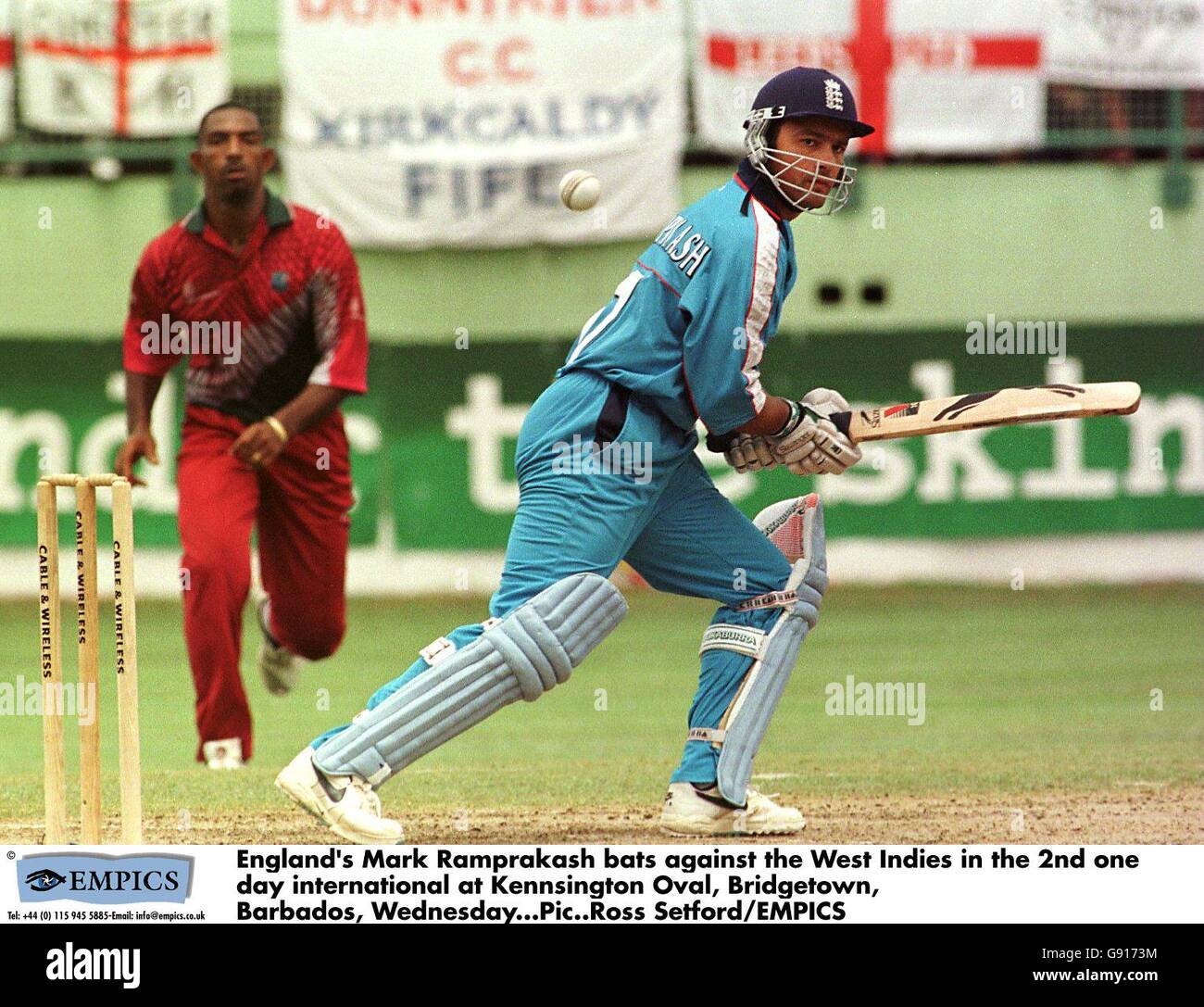 England's Mark Ramprakash batting against the West Indies Stock Photo ...