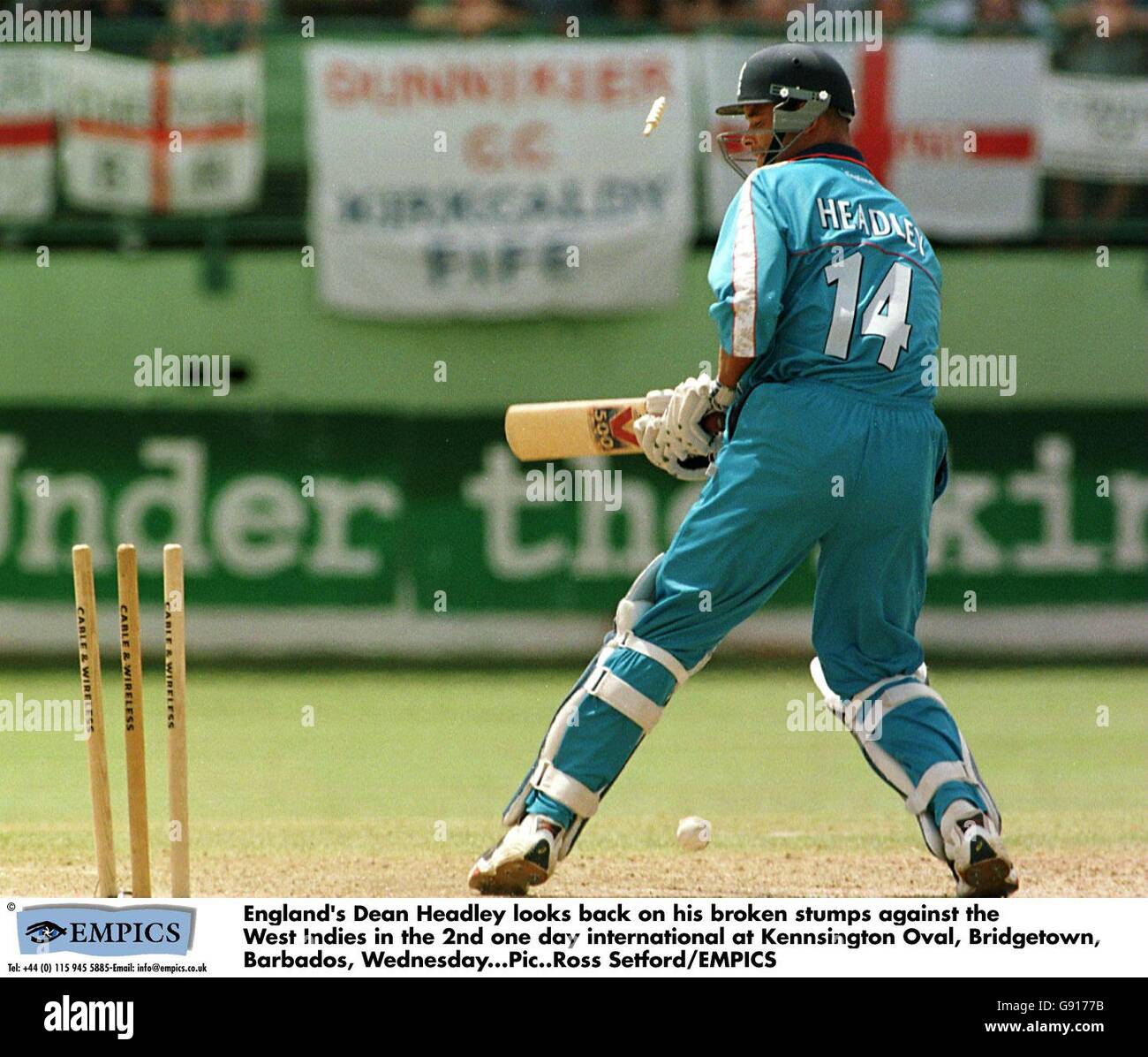 Englands dean headley looks back on his broken stumps hi-res stock ...