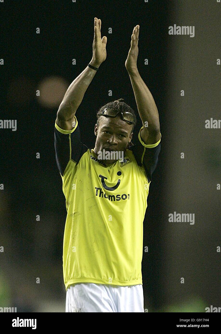 Tottenham Hotspur's Edgar Davids celebrates at the end of the game ...