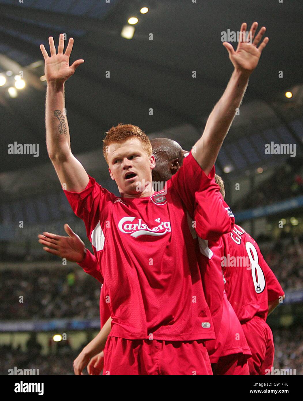 John arne riise liverpool celebrates hi-res stock photography and ...
