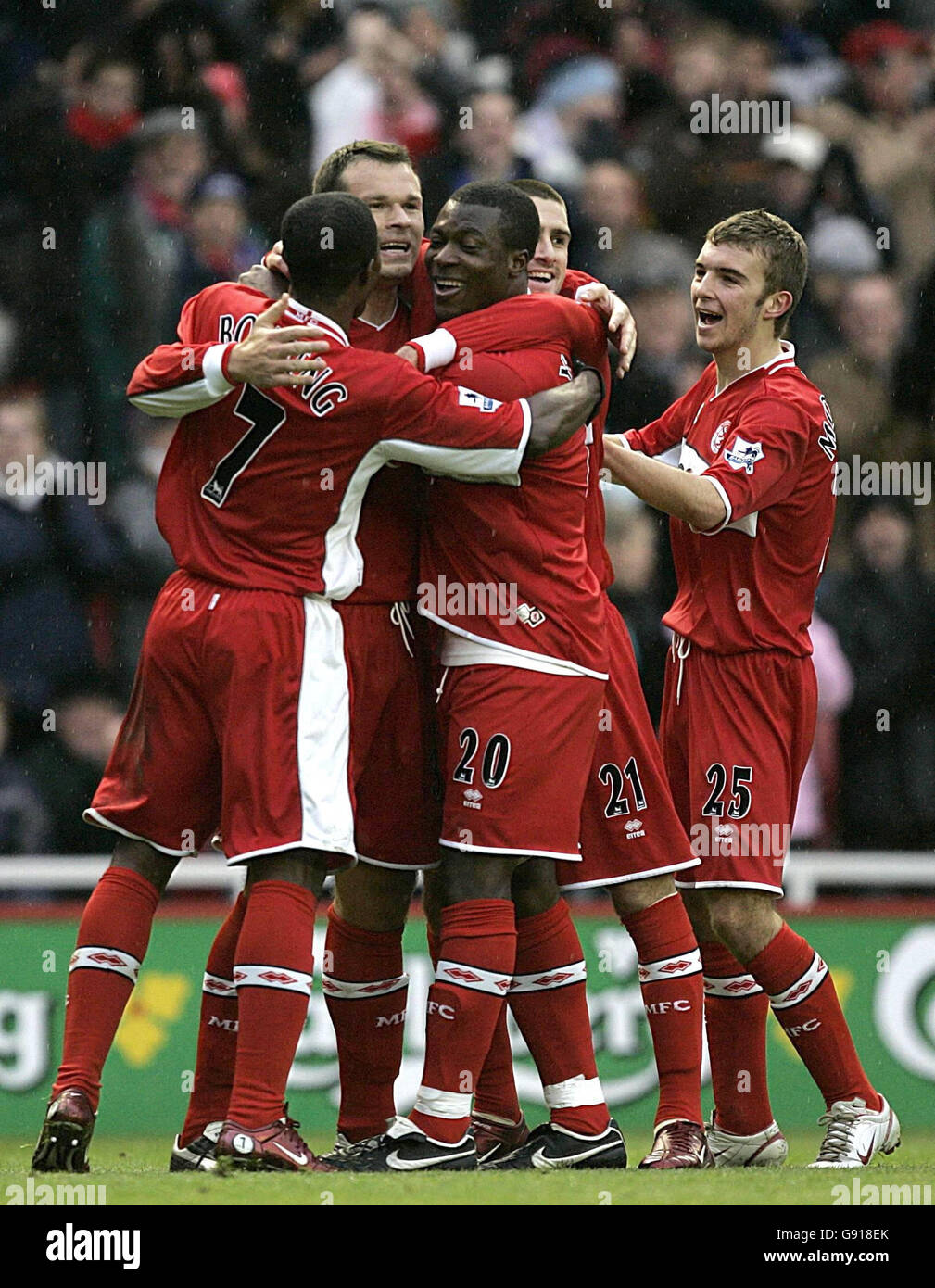 Middlesbrough's Mark Viduka (second left) celebrates with team-mates ...
