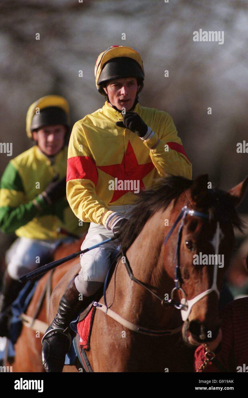 Horse racing leicester races adrian maguire comeback hi-res stock ...