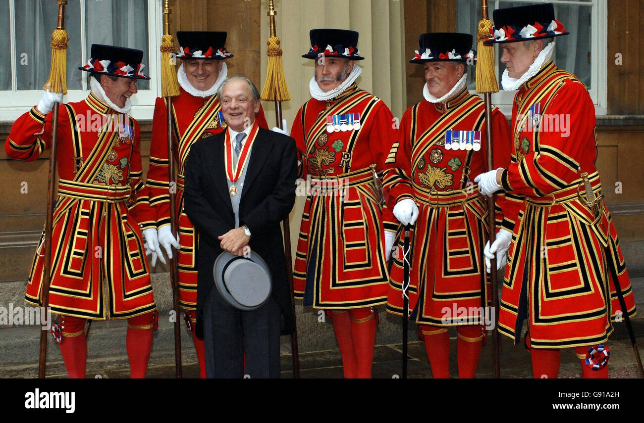Actor Sir David Jason amuses members of the Queen's Body Guard of the ...