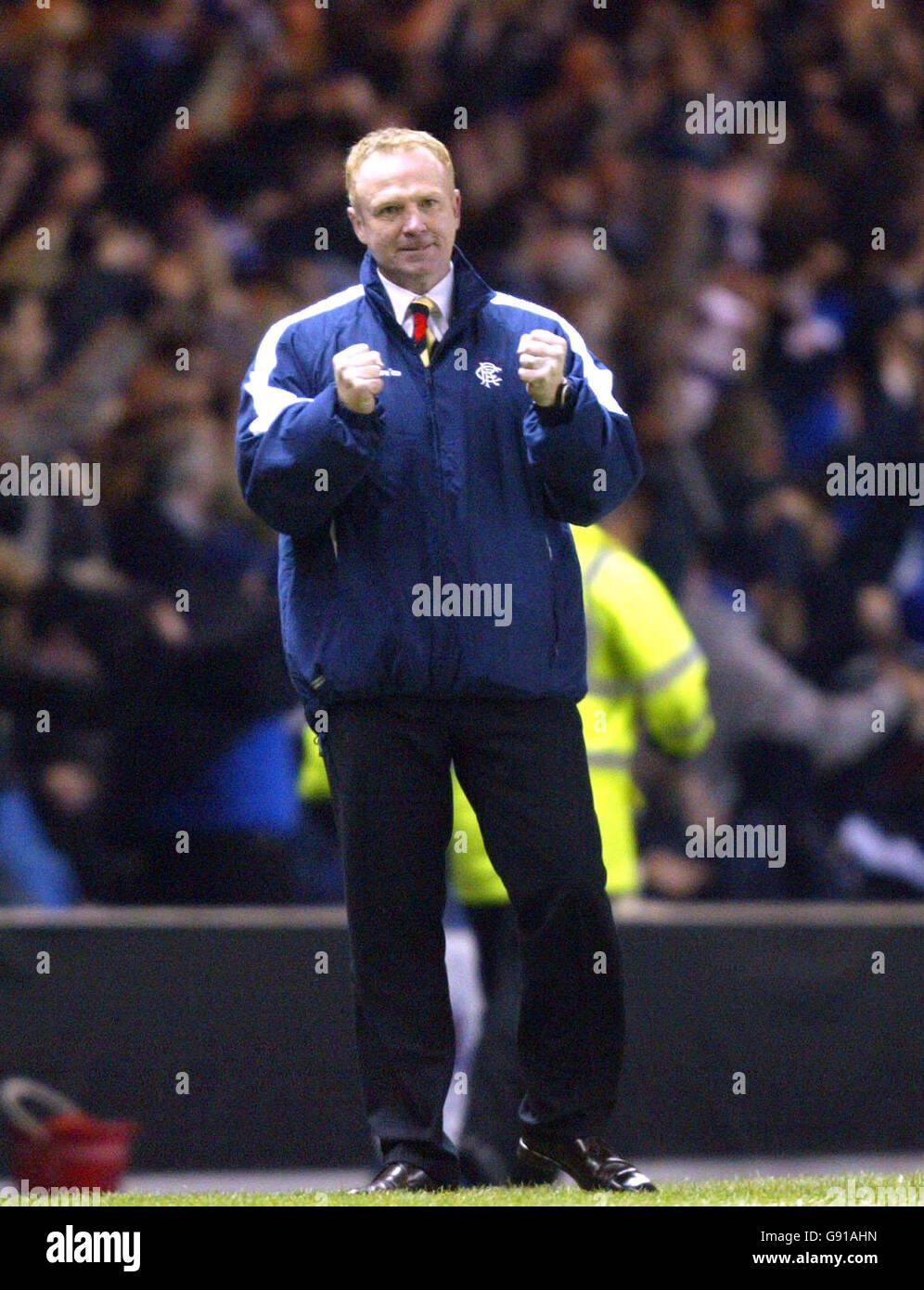 Rangers' manager Alex McLeish celebrates the equalising goal against ...
