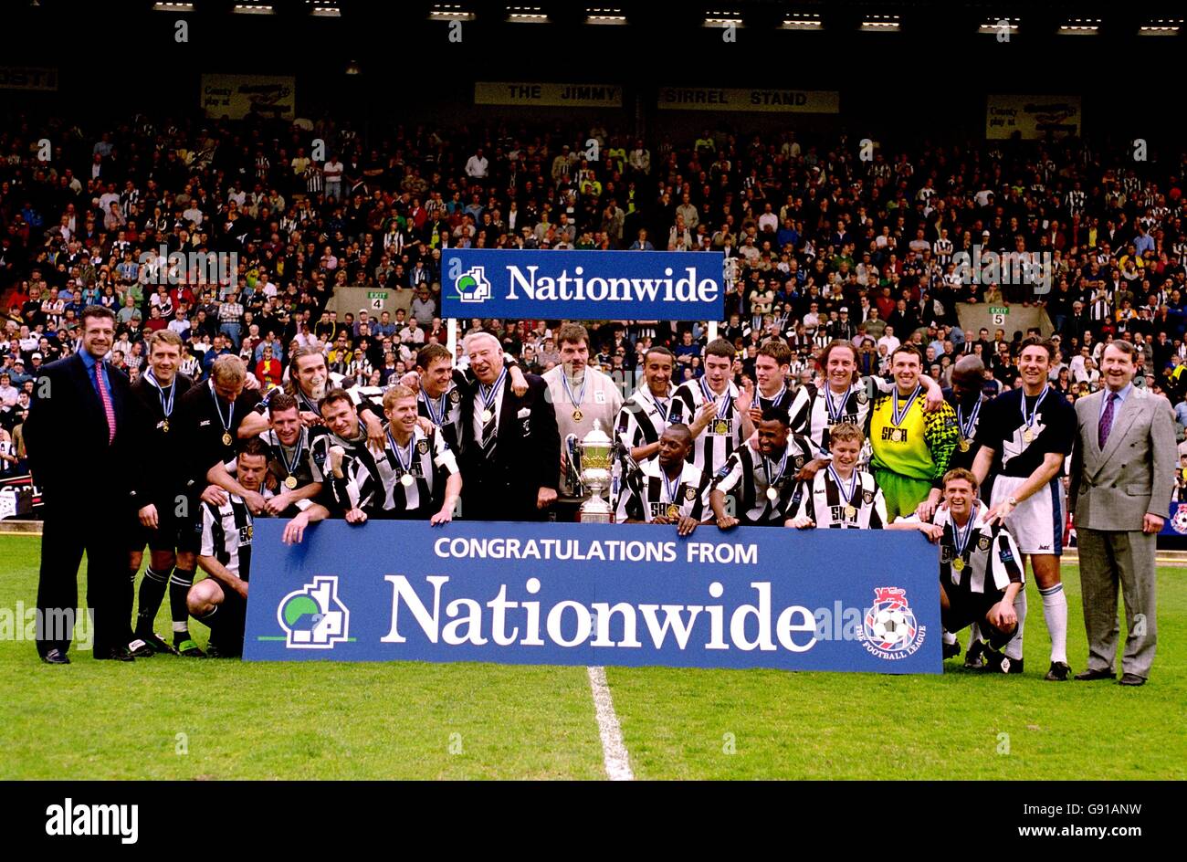 Notts County celebrate their third division championship win Stock ...