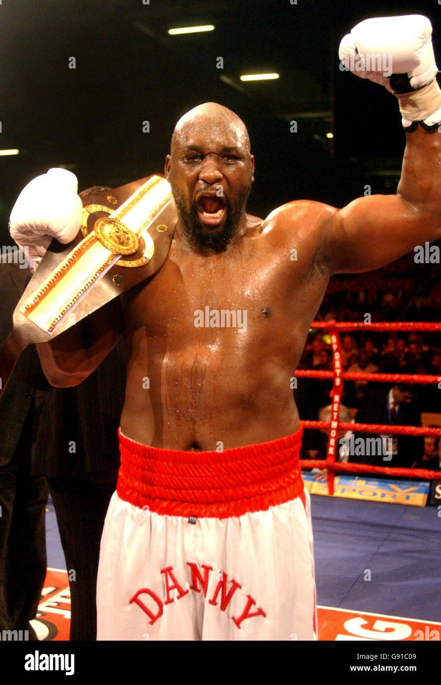 Danny Williams celebrates his points victory against Audley Harrison ...