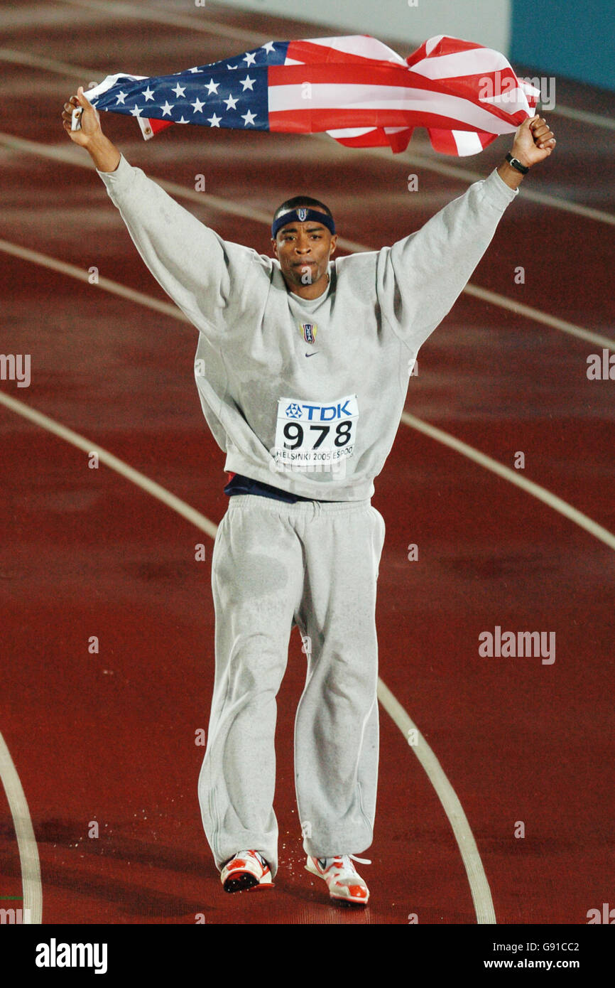Walter of the usa after winning the triple jump hi-res stock ...
