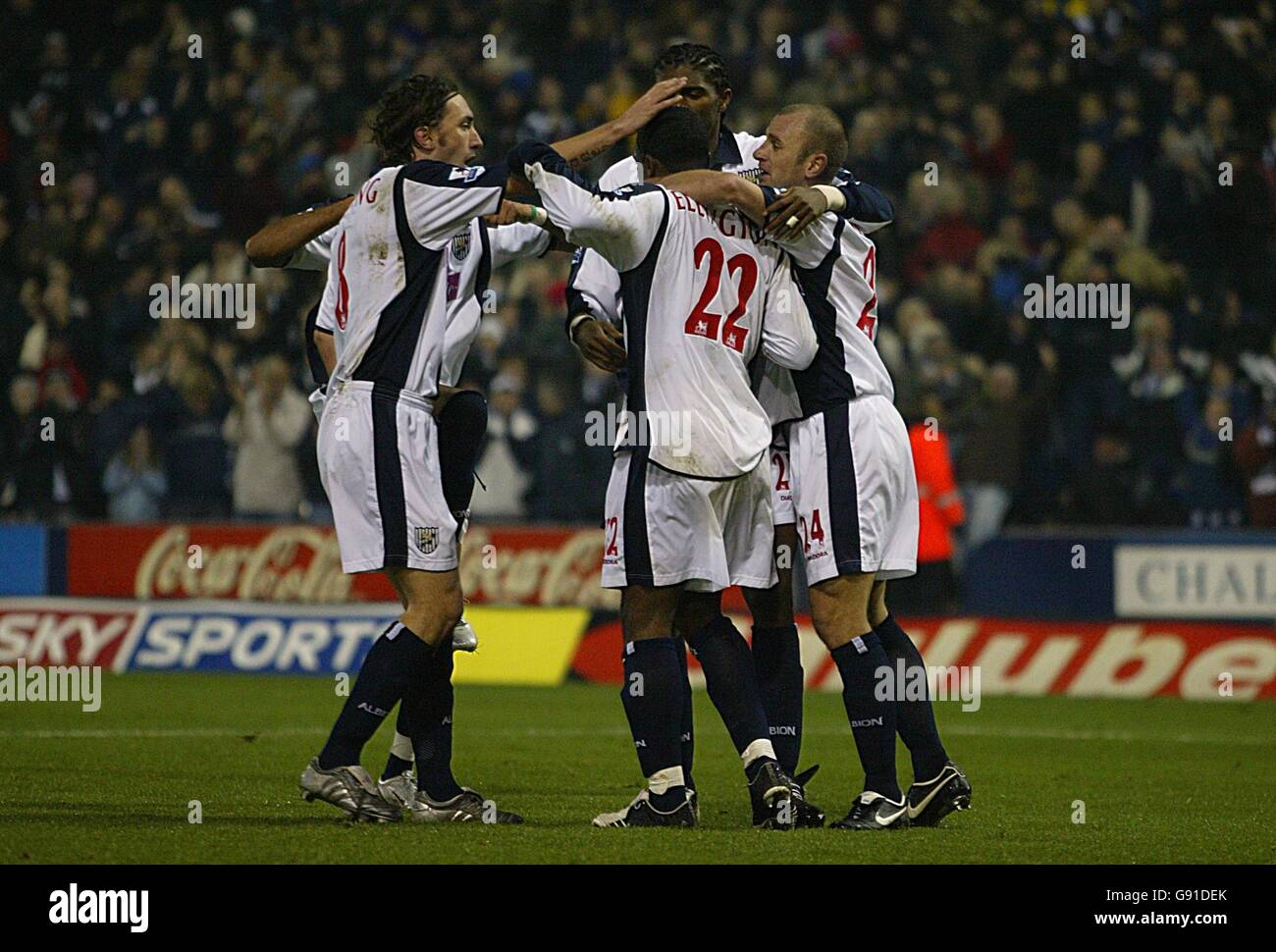 West Bromwich Albion's Nathan Ellington celebrates with his team mate ...
