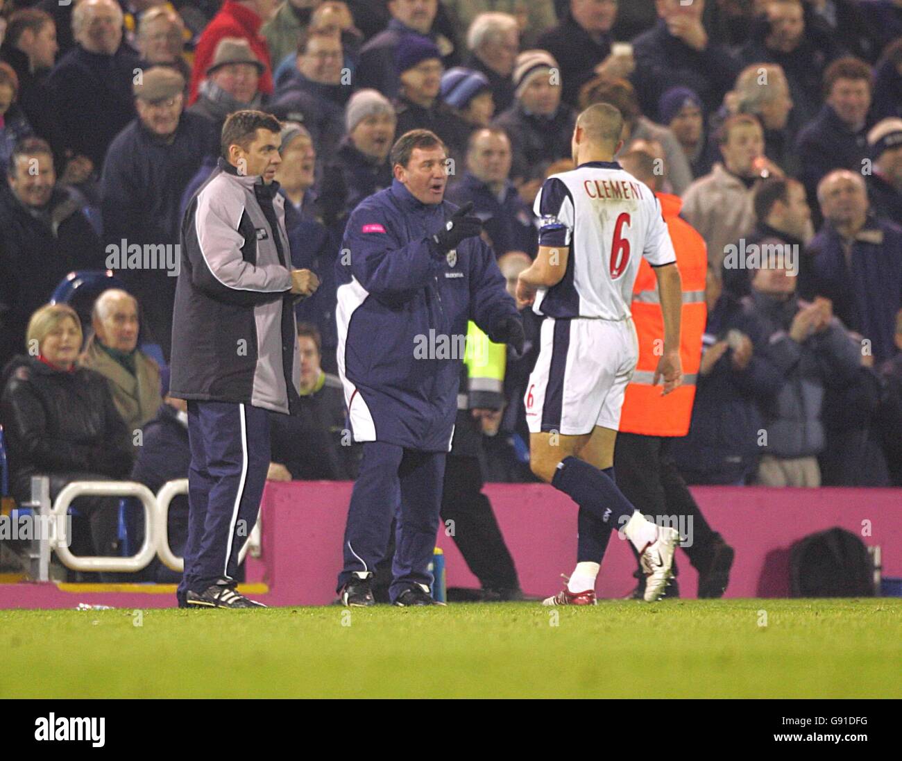 West Bromwich Albion manager Bryan Robson and Neil Clement Stock Photo ...