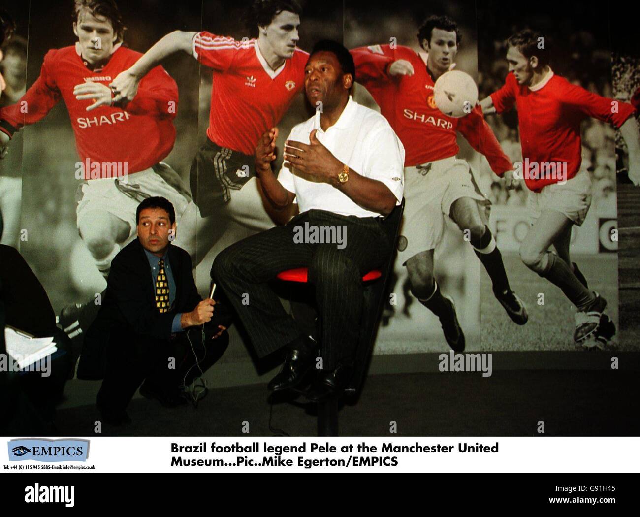 Soccer - Pele At The Manchester United Museum, Old Trafford Stock Photo ...