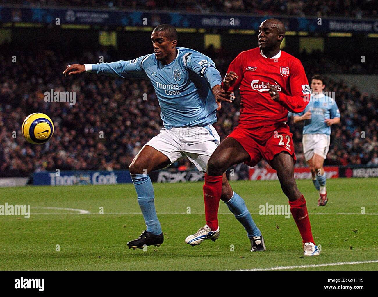 Manchester City's Sylvain Distin and Liverpool's Mohamed Sissoko Stock ...