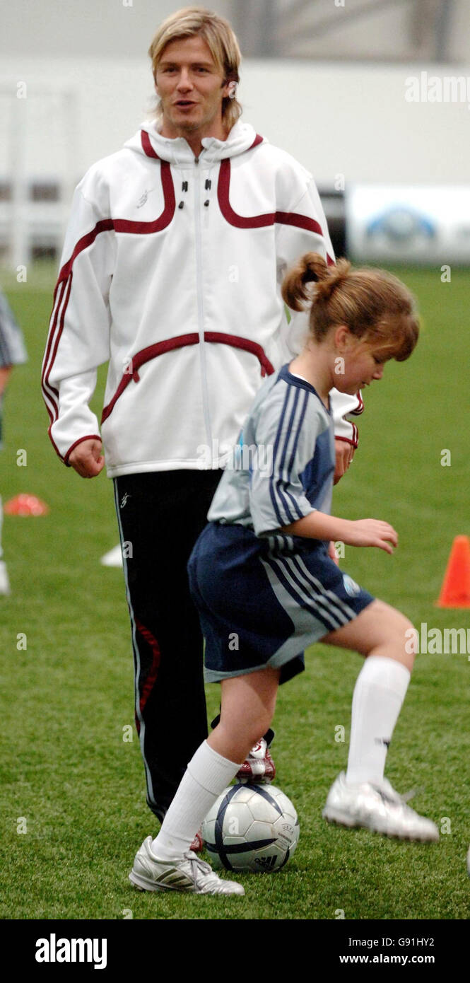 England football captain David Beckham overlooks children in football ...