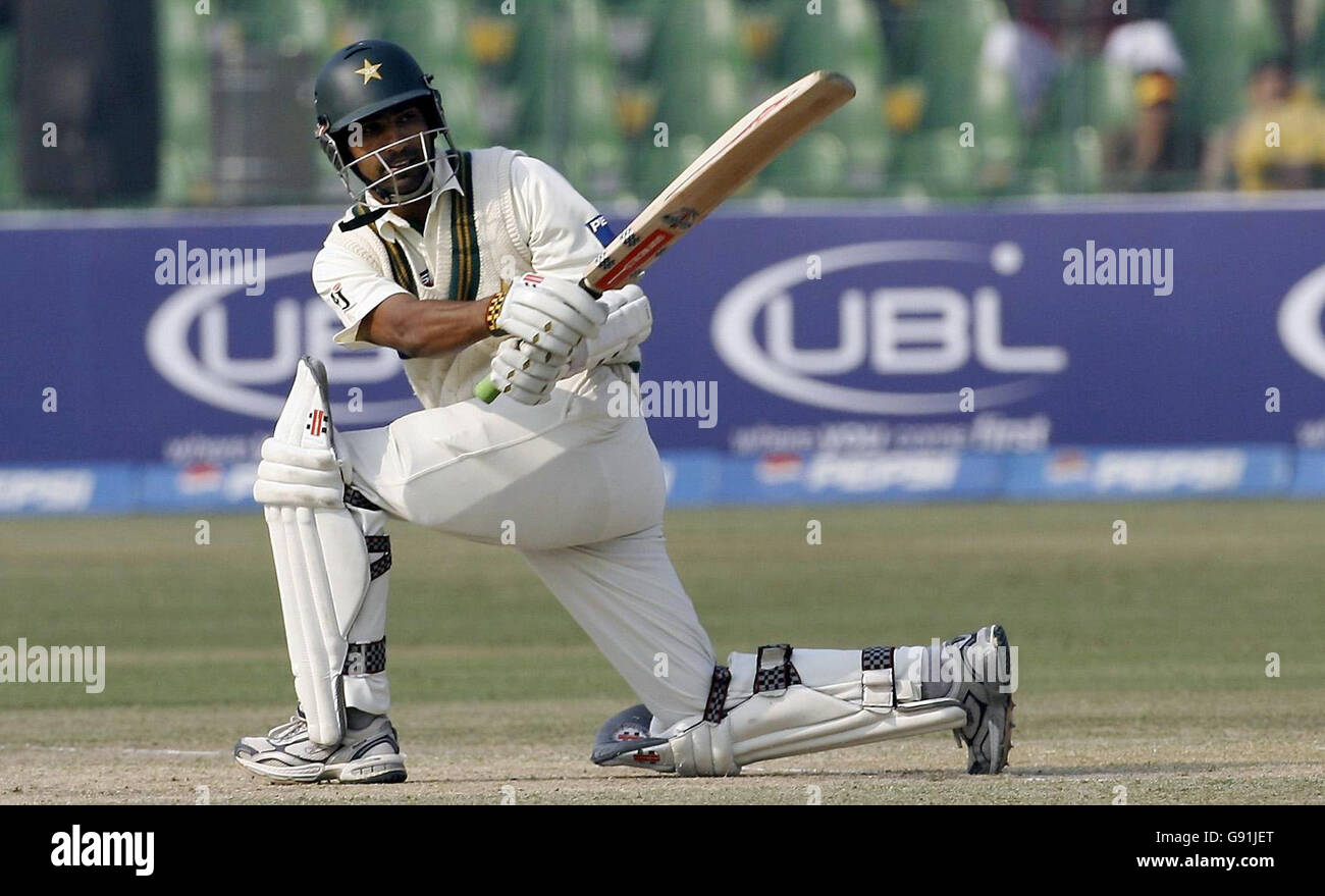 Pakistan's Mohammad Yousuf sweeps away during the fourth day of the ...