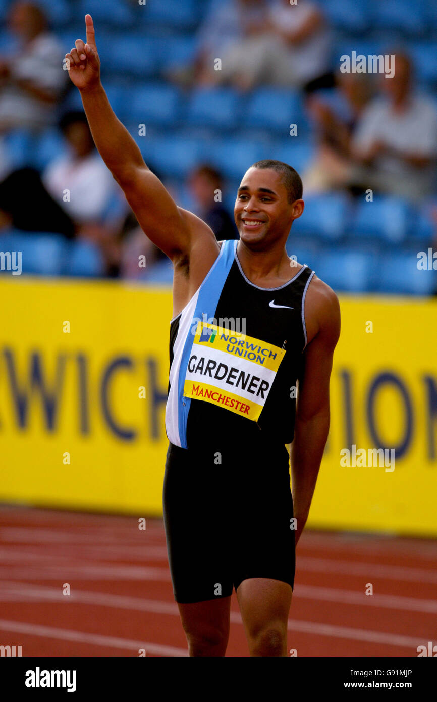 Great Britain's Jason Gardner celebrates winning the Men's 100m final ...