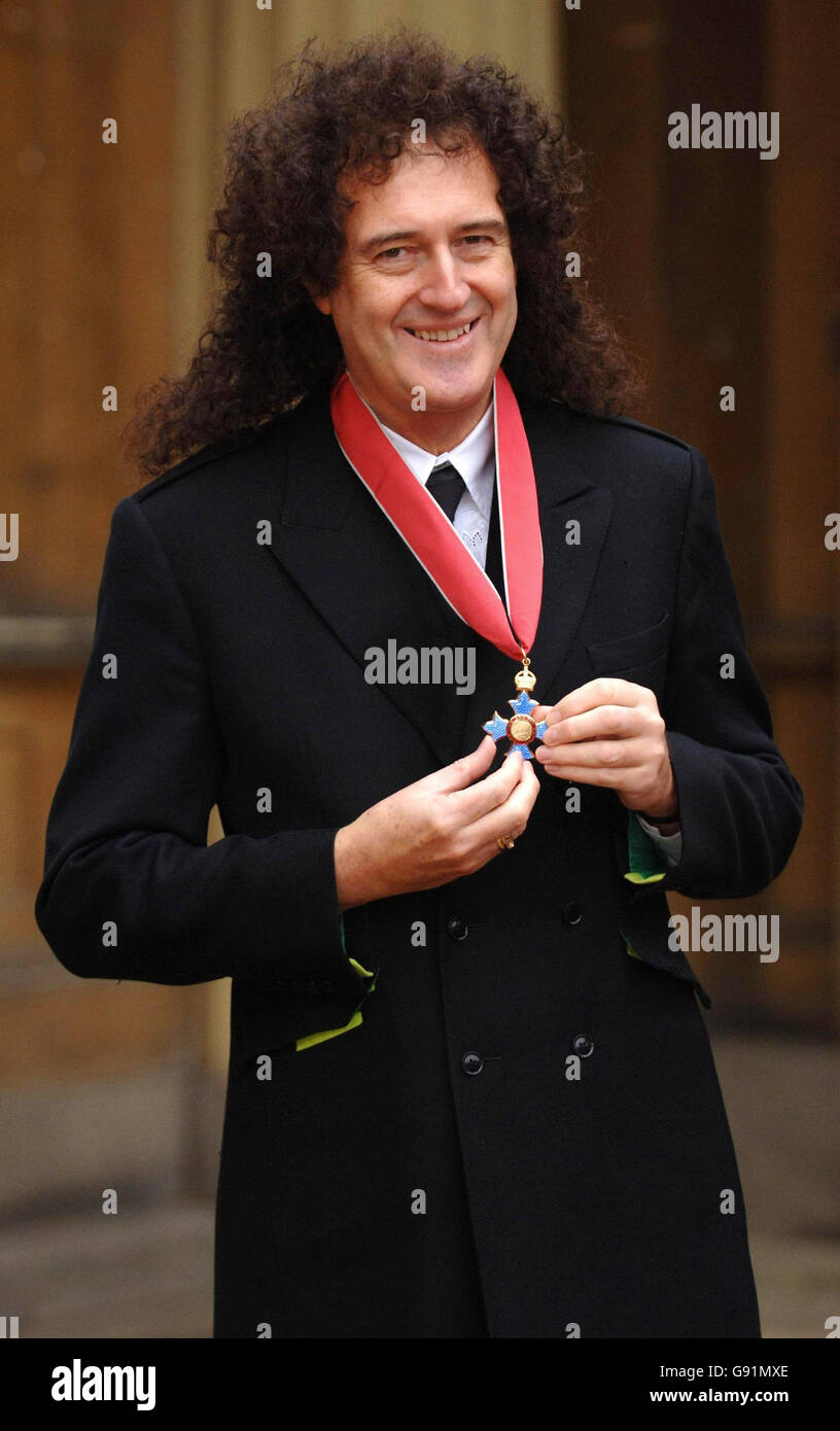Brian May after the guitarist collected his CBE from Britain's Queen ...