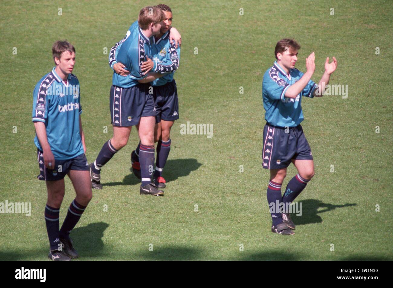 l-r Manchester City's Kit Symons, Jamie Pollock, Jeff Whitley and ...